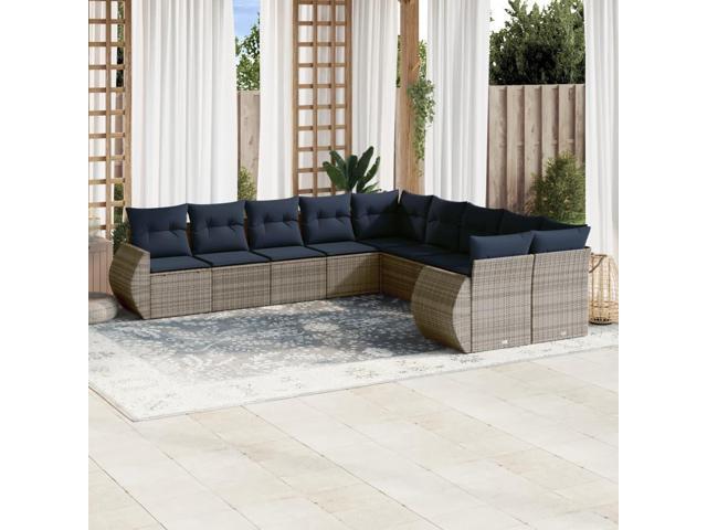 Click here for vidaXL 10 Piece Garden Sofa Set with Cushions Grey... prices
