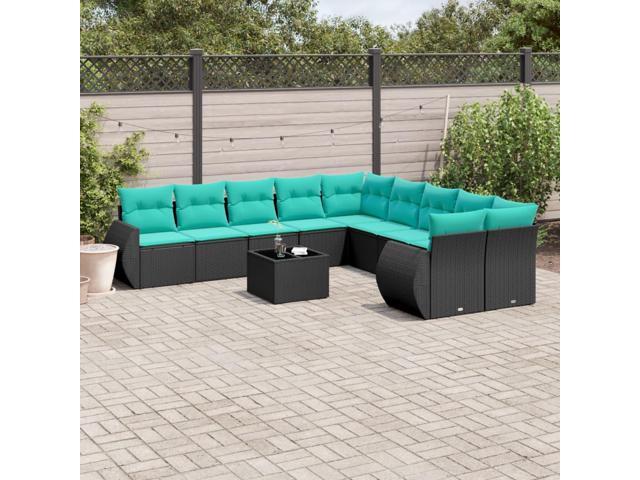 Click here for vidaXL 11 Piece Garden Sofa Set with Cushions Blac... prices