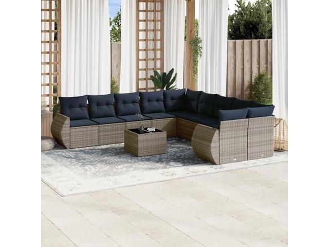 Click here for vidaXL 11 Piece Garden Sofa Set with Cushions Grey... prices