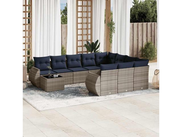 Click here for vidaXL 11 Piece Garden Sofa Set with Cushions Grey... prices