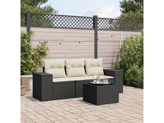 Click here for vidaXL Garden Sofa Set Black Poly Rattan Large Mod... prices