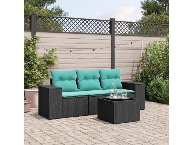 Click here for vidaXL 4 Piece Garden Sofa Set with Cushions Black... prices
