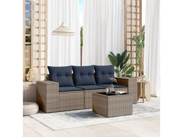 Click here for vidaXL 4 Piece Garden Sofa Set with Cushions Grey... prices