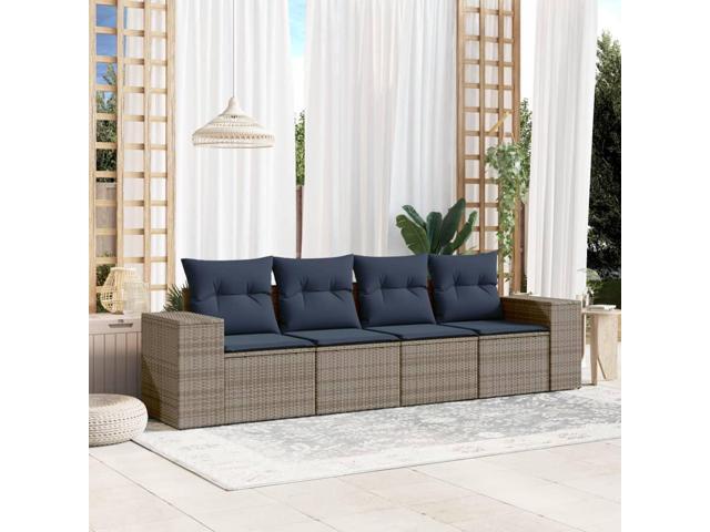 Click here for vidaXL 4 Piece Garden Sofa Set with Cushions Grey... prices