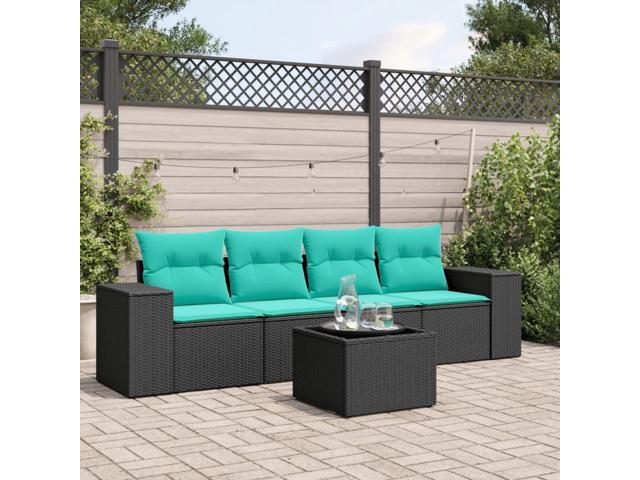 Click here for vidaXL 5 Piece Garden Sofa Set with Cushions Black... prices