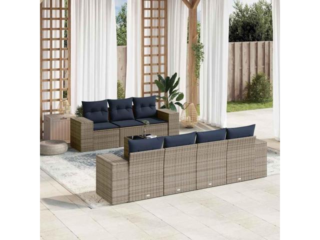 Click here for vidaXL 8 Piece Garden Sofa Set with Cushions Grey... prices