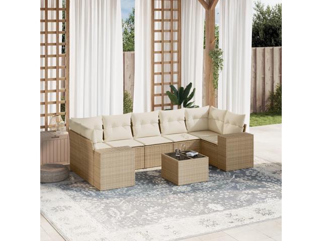 Click here for vidaXL Garden Sofa Set Beige PE rattan 8 Piece Set... prices