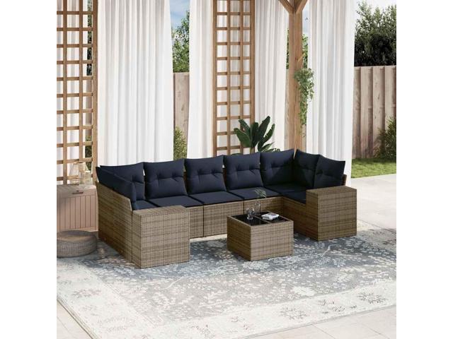Click here for vidaXL 8 Piece Garden Sofa Set with Cushions Grey... prices
