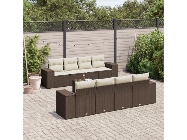 Click here for vidaXL Garden Sofa Set Brown PE Rattan 9 Piece UV-... prices