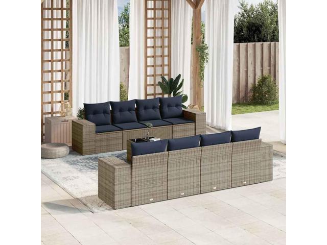 Click here for vidaXL 9 Piece Garden Sofa Set with Cushions Grey... prices