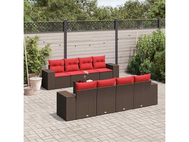 Click here for vidaXL 9 Piece Garden Sofa Set with Cushions Brown... prices
