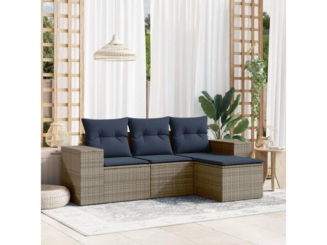 Click here for vidaXL 4 Piece Garden Sofa Set with Cushions Grey... prices