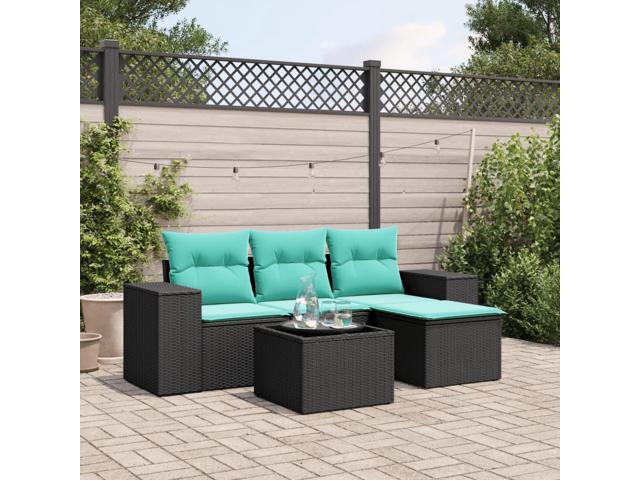 Click here for vidaXL 5 Piece Garden Sofa Set with Cushions Black... prices