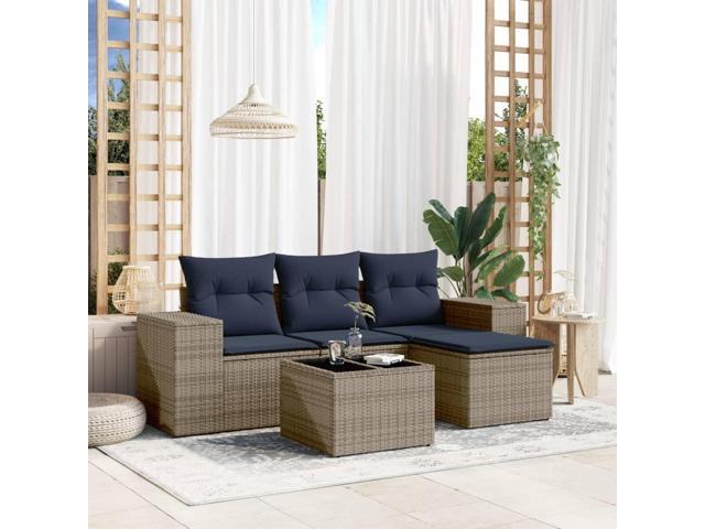 Click here for vidaXL 5 Piece Garden Sofa Set with Cushions Grey... prices