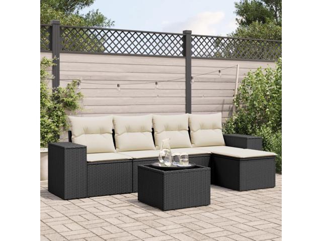 Click here for vidaXL Garden Sofa Set Black PE rattan Large Modul... prices
