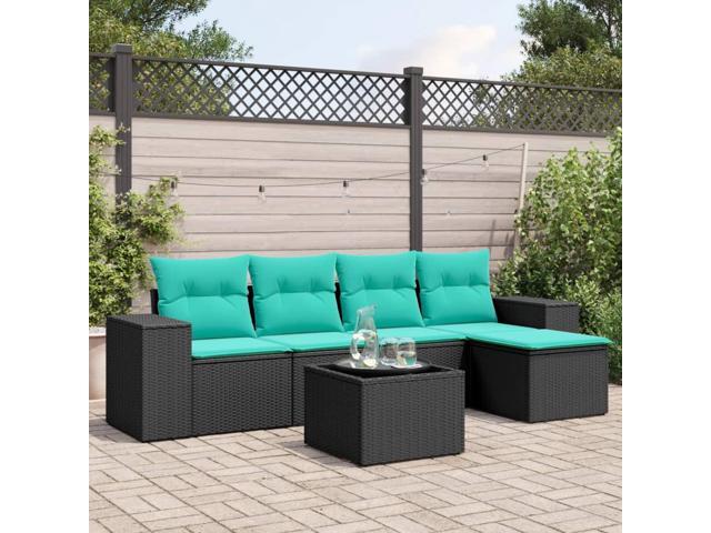 Click here for vidaXL 6 Piece Garden Sofa Set with Cushions Black... prices
