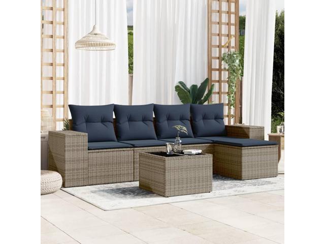 Click here for vidaXL 6 Piece Garden Sofa Set with Cushions Grey... prices