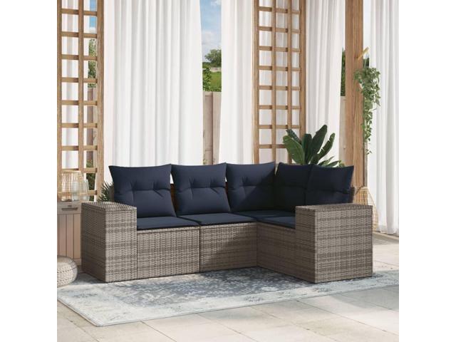 Click here for vidaXL 4 Piece Garden Sofa Set with Cushions Grey... prices