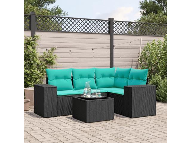 Click here for vidaXL 5 Piece Garden Sofa Set with Cushions Black... prices