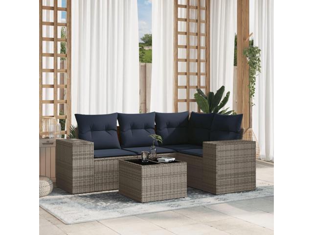 Click here for vidaXL 5 Piece Garden Sofa Set with Cushions Grey... prices