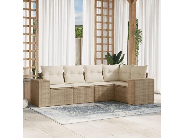 Click here for vidaXL Garden Sofa Set Beige Poly Rattan Medium Mo... prices