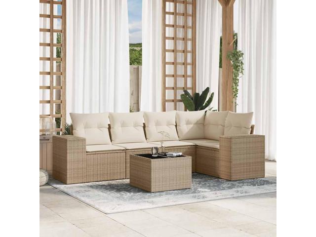Click here for vidaXL Garden Sofa Set Beige PE Rattan Large Modul... prices