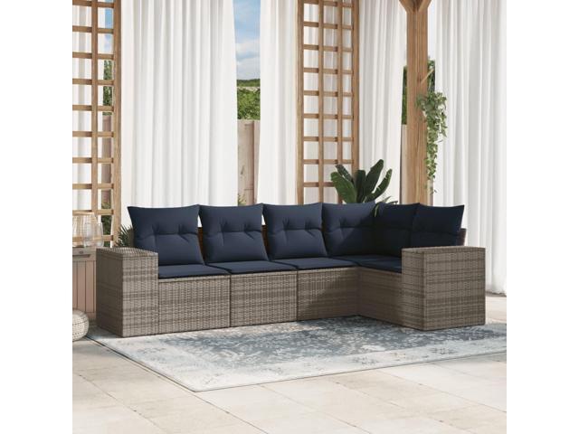 Click here for vidaXL 5 Piece Garden Sofa Set with Cushions Grey... prices