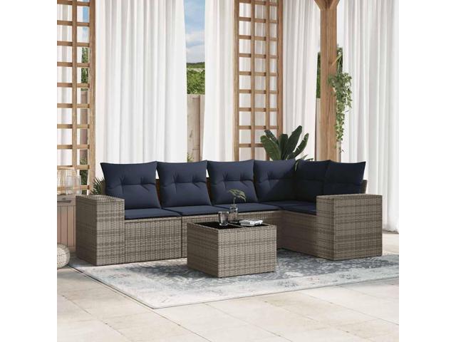 Click here for vidaXL 6 Piece Garden Sofa Set with Cushions Grey... prices
