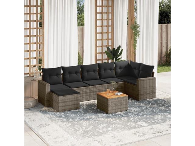 Click here for vidaXL Garden Sofa Set Grey PE rattan  powder-coat... prices