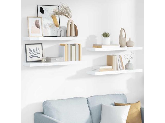 Click here for vidaXL 4x Floating Wall Shelves High Gloss White 3... prices