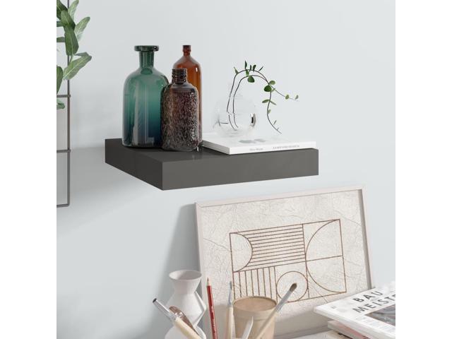 Click here for vidaXL Floating Wall Shelf High Gloss Gray 9.1x9.3... prices