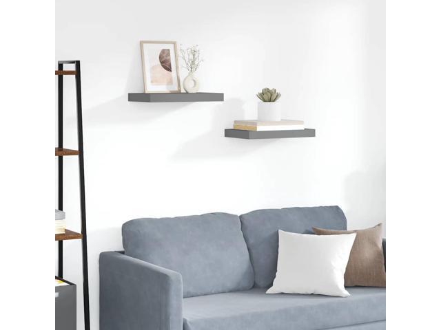 Click here for vidaXL Floating Wall Shelves 2 pcs High Gloss Gray... prices