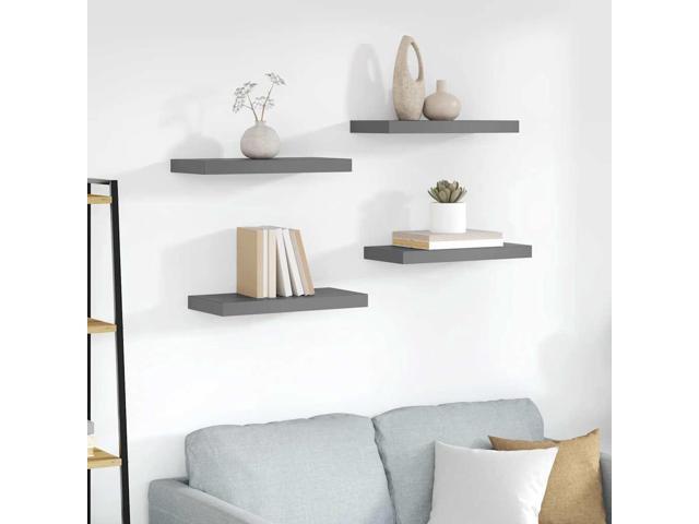 Click here for vidaXL Floating Wall Shelves 4 pcs High Gloss Gray... prices