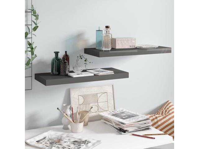 Click here for vidaXL Floating Wall Shelves 2 pcs High Gloss Gray... prices