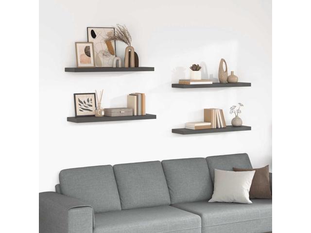 Click here for vidaXL Floating Wall Shelves 4 pcs High Gloss Gray... prices