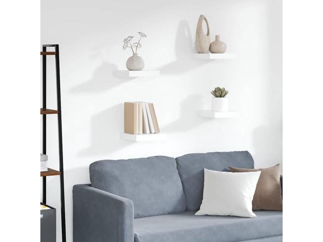 Click here for vidaXL 4x Floating Wall Shelves White 9.1x9.3 MDF... prices