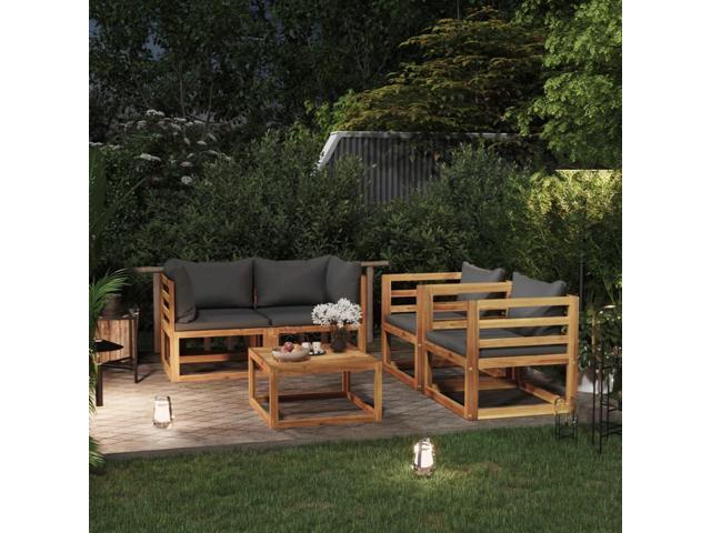 Click here for vidaXL Garden Lounge Set Dark grey cushions  wood... prices