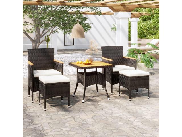 Click here for vidaXL Garden Dining Set Black  Cream White Poly R... prices
