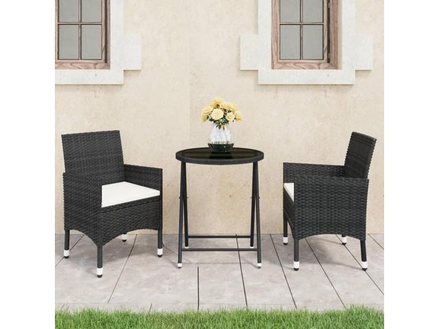 Click here for vidaXL Bistro Set Black Poly rattan Small Foldable... prices