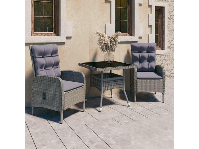 Click here for vidaXL Garden Dining Set Grey Poly rattan  steel... prices