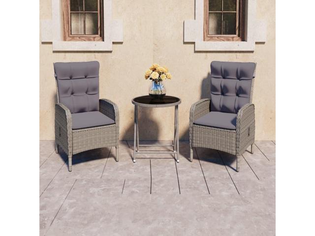 Click here for vidaXL Bistro Set Grey Poly rattan  steel  glass... prices