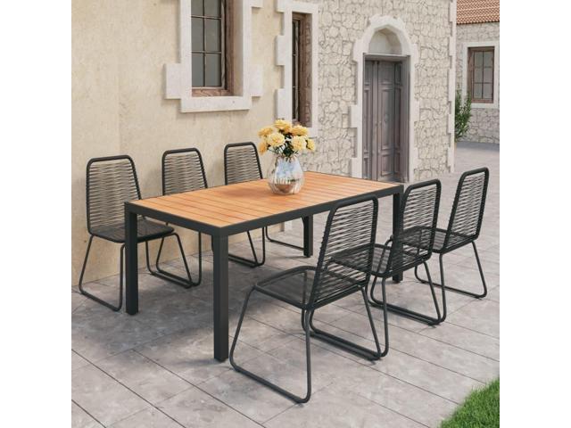 Click here for vidaXL Dining Set Black and Brown WPC  aluminum  P... prices