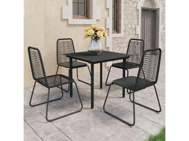 Click here for vidaXL Dining Set Black PVC Rattan 5 Piece Set Lig... prices