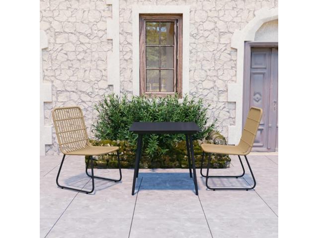 Click here for vidaXL Dining Set Oak and Black Poly Rattan  Powde... prices