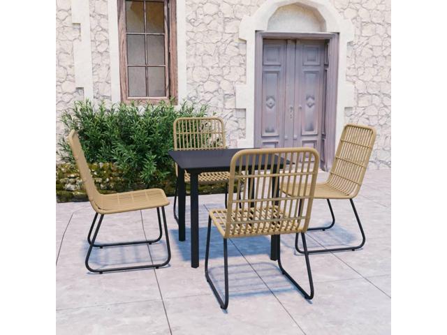 Click here for vidaXL Dining Set Oak and Black Poly rattan  powde... prices