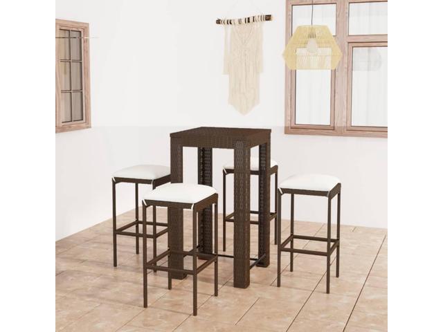 Click here for vidaXL Garden Bar Set Brown PE rattan  powder-coat... prices