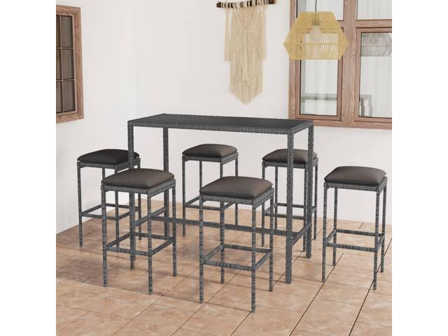 Click here for vidaXL Garden Bar Set Grey PE rattan  powder-coate... prices