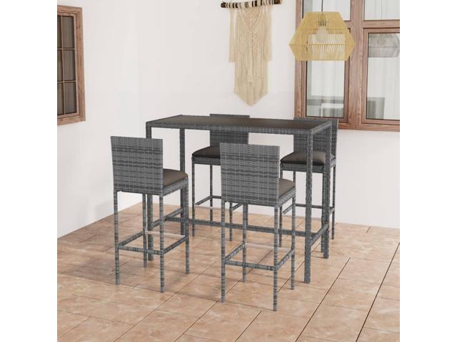 Click here for vidaXL Garden Bar Set Grey PE Rattan  Powder-Coate... prices