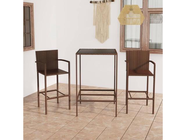 Click here for vidaXL Garden Bar Set Brown PE Rattan  Powder-Coat... prices