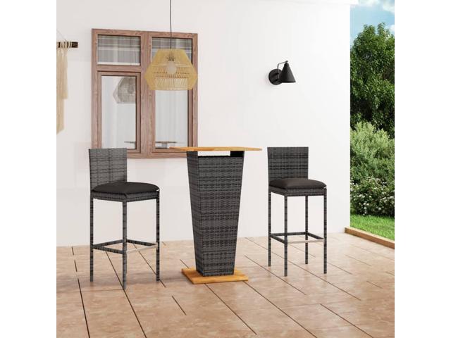 Click here for vidaXL Garden Bar Set Grey Poly rattan Medium Dura... prices